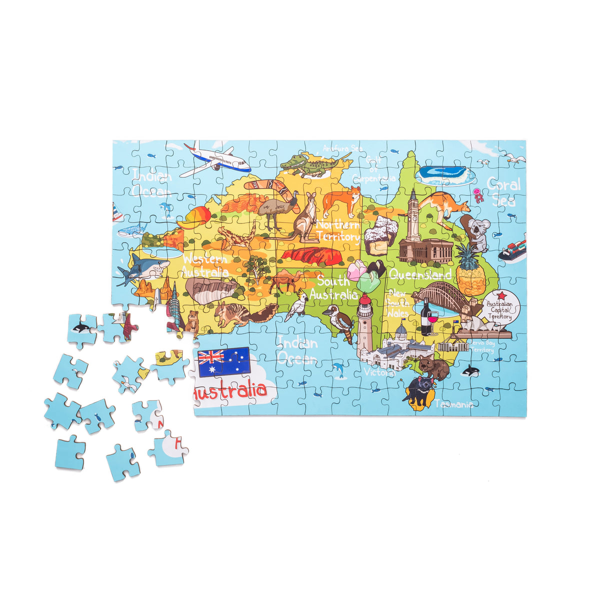 Australia Illustrated Map Wooden Jigsaw Puzzle for Children and Adults ...
