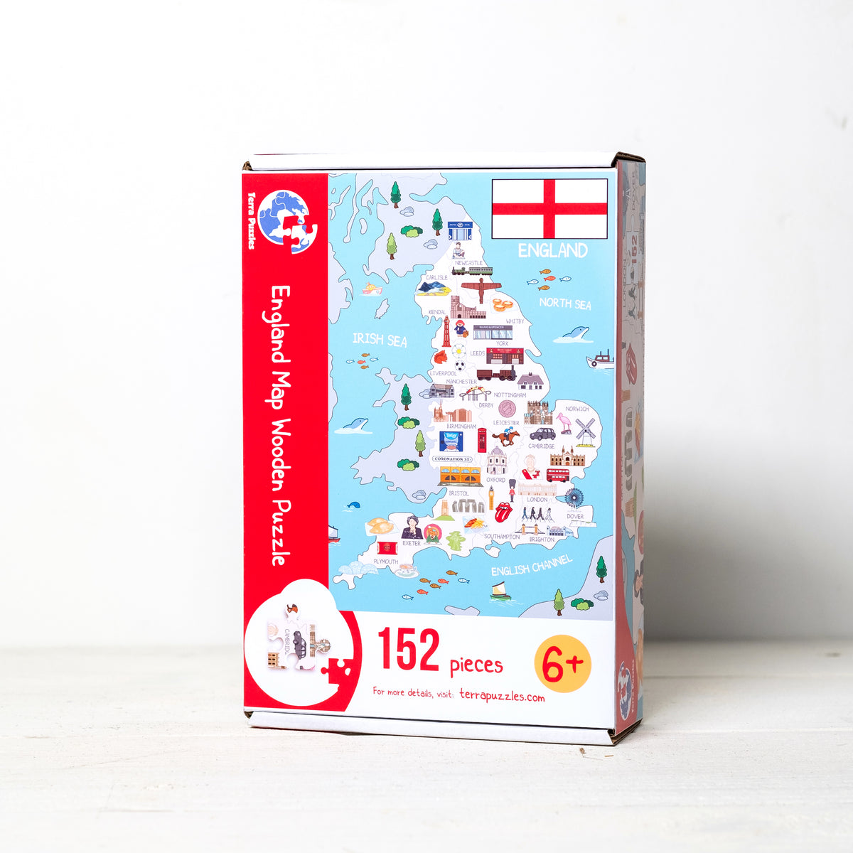 England Illustrated Map Wooden Jigsaw Puzzle for Children and Adults ...