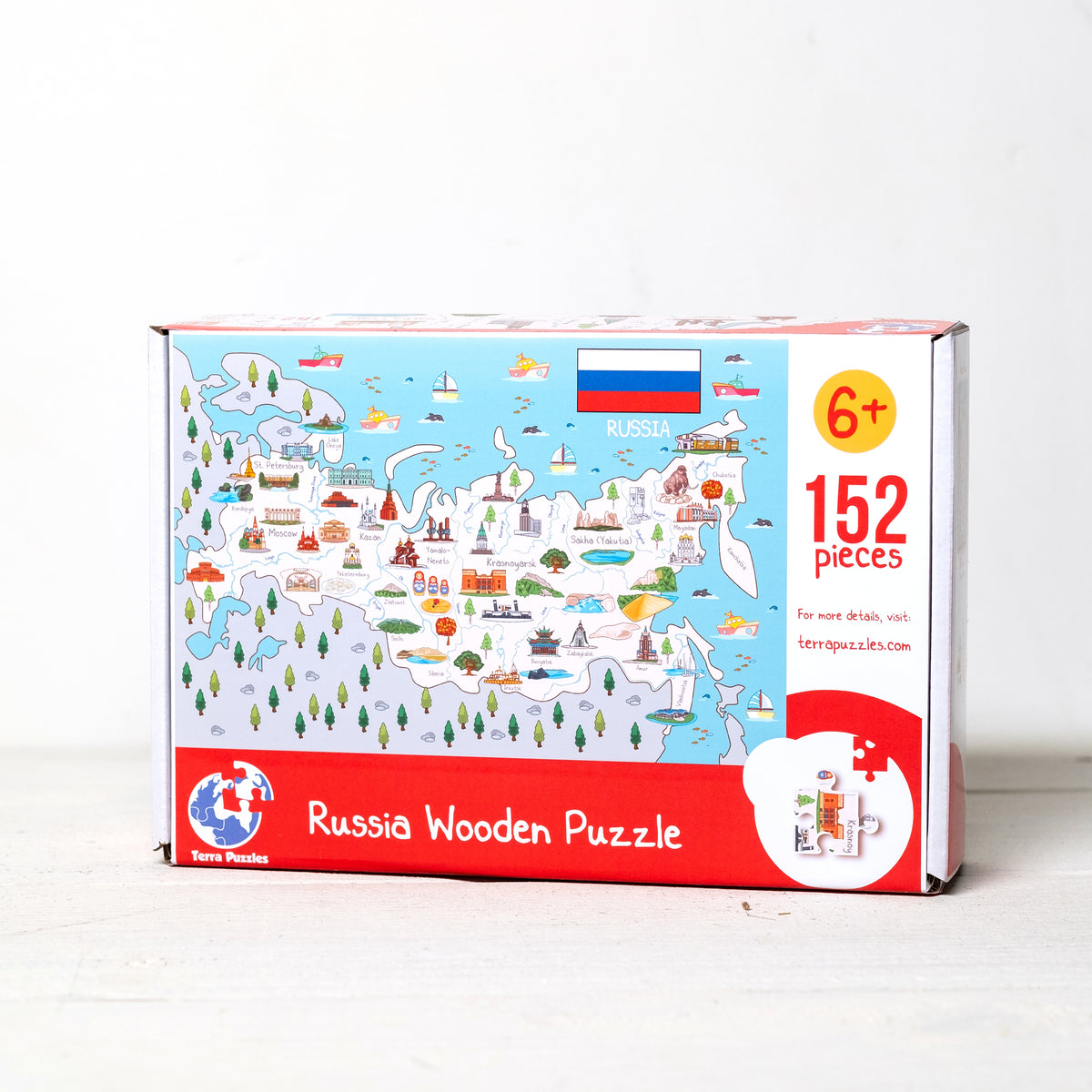 Russia Illustrated Map Wooden Jigsaw Puzzle for Children and Adults ...