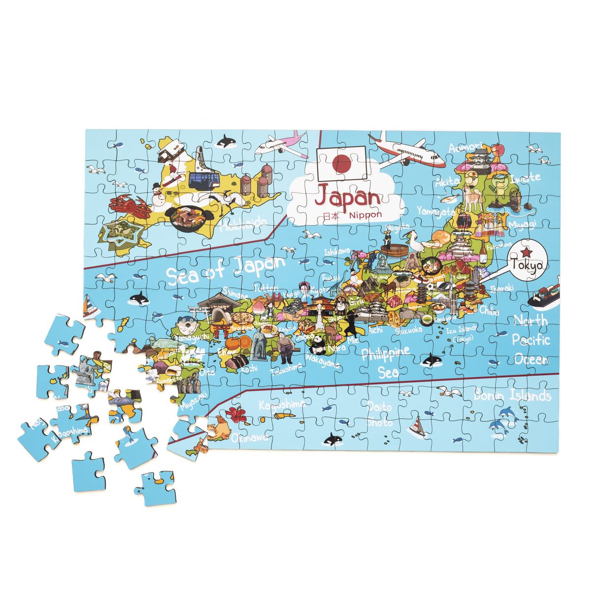Japan Illustrated Map Wooden Jigsaw Puzzle for Children and Adults - 1 ...